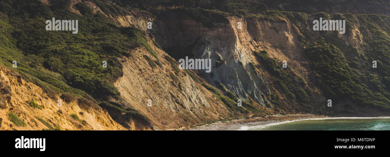 Panorama of the impressive bluffs of Bluff Cove towering above the ...