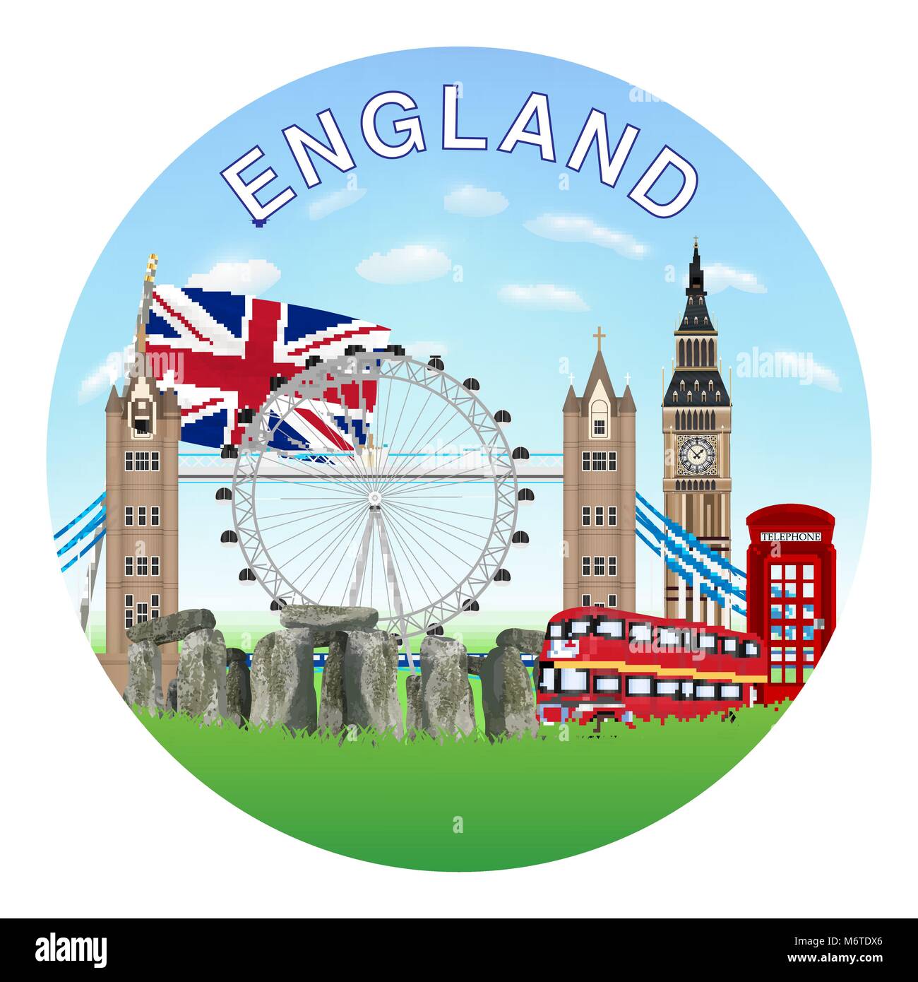 England circle logo with England landmark vector Stock Vector Image ...