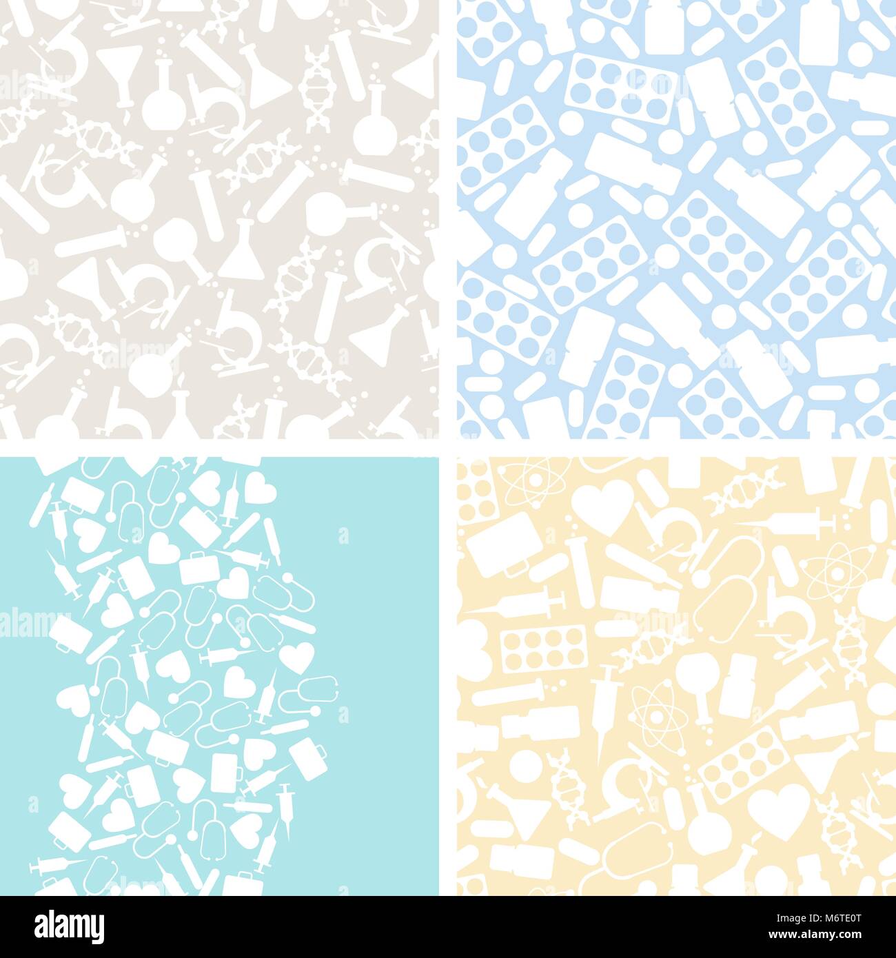 Medical and health care set of 4 seamless patterns Stock Vector Image ...