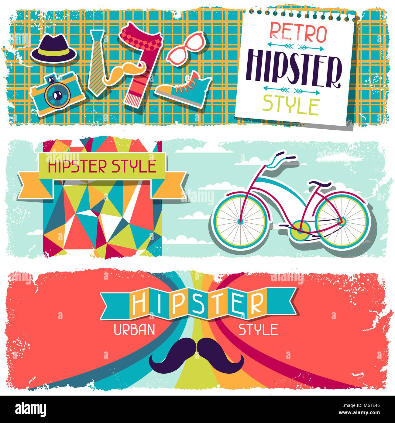 Hipster horizontal banners in retro style Stock Vector Image & Art - Alamy