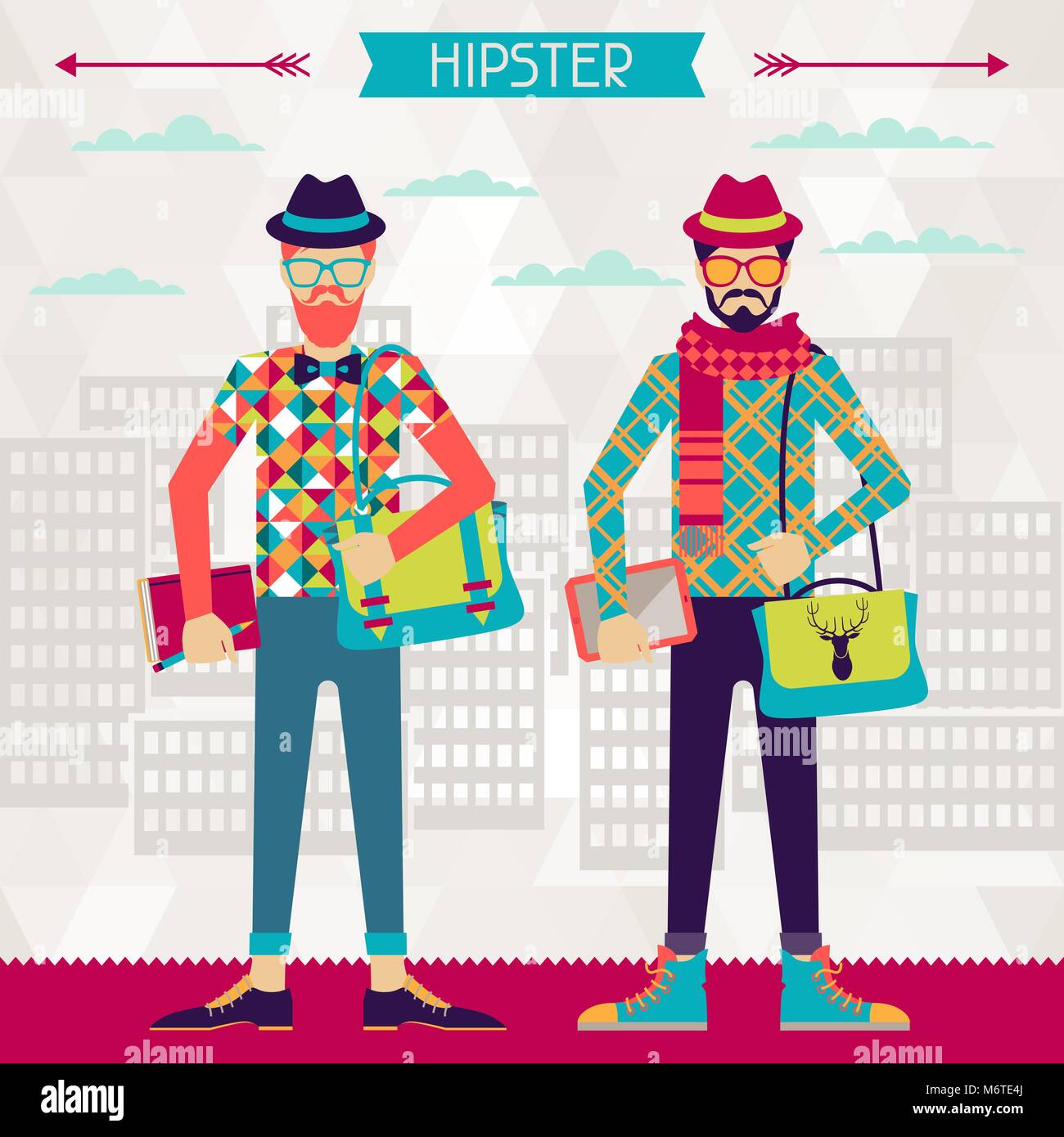 Hipster vintage clothes accessories Stock Vector Images - Alamy