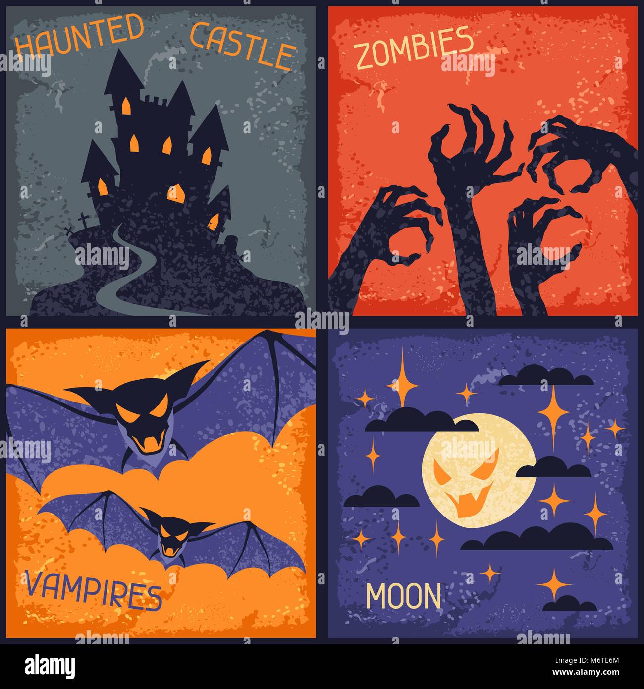 Happy Halloween grungy retro backgrounds Stock Vector Image & Art - Alamy