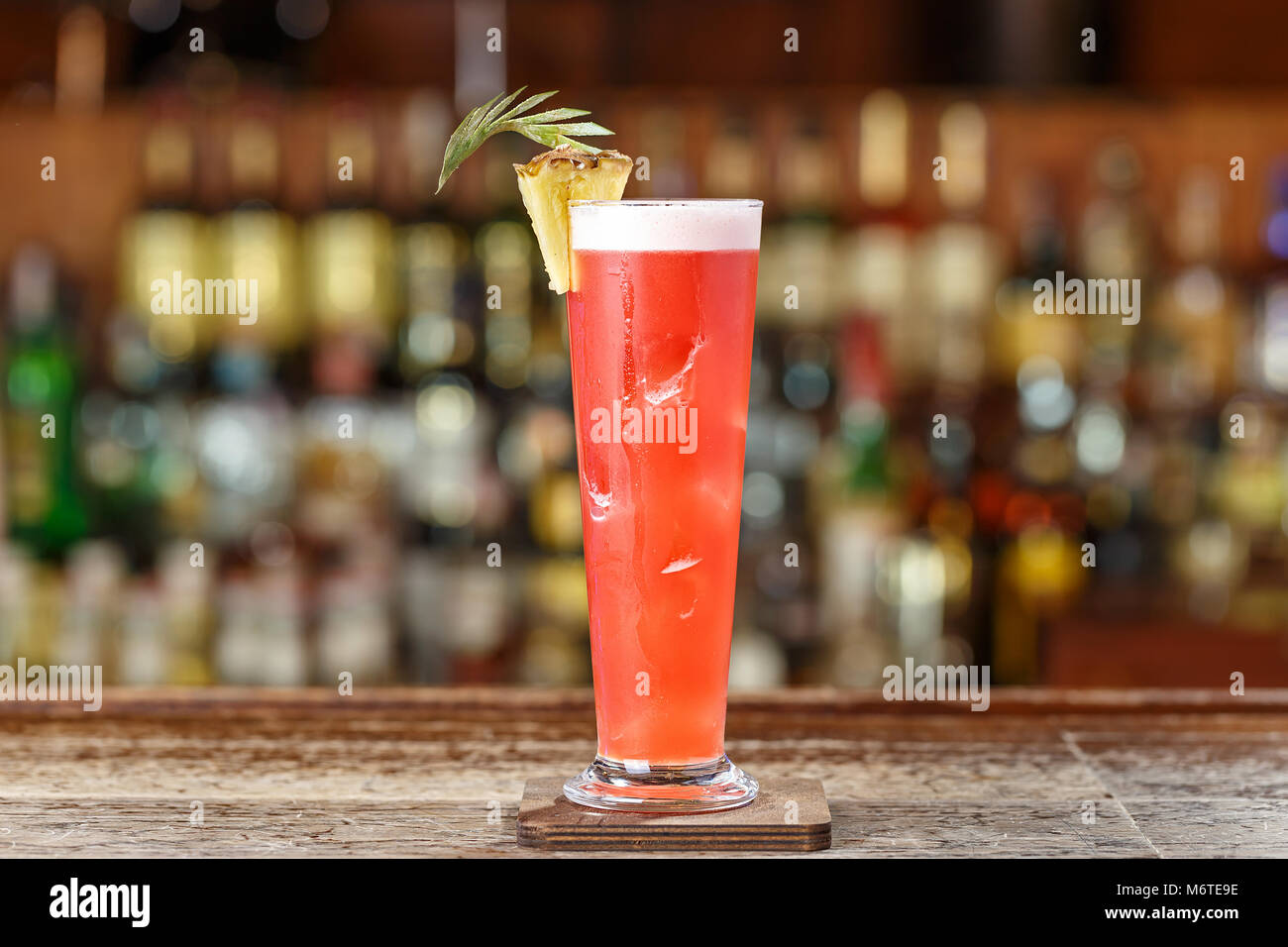 Alcoholic cocktail on the basis of gin, cherry, orange and liqueur ...