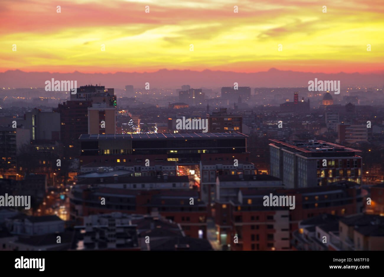Sunset on Toulouse, France, with Pyrenees mountains Stock Photo - Alamy