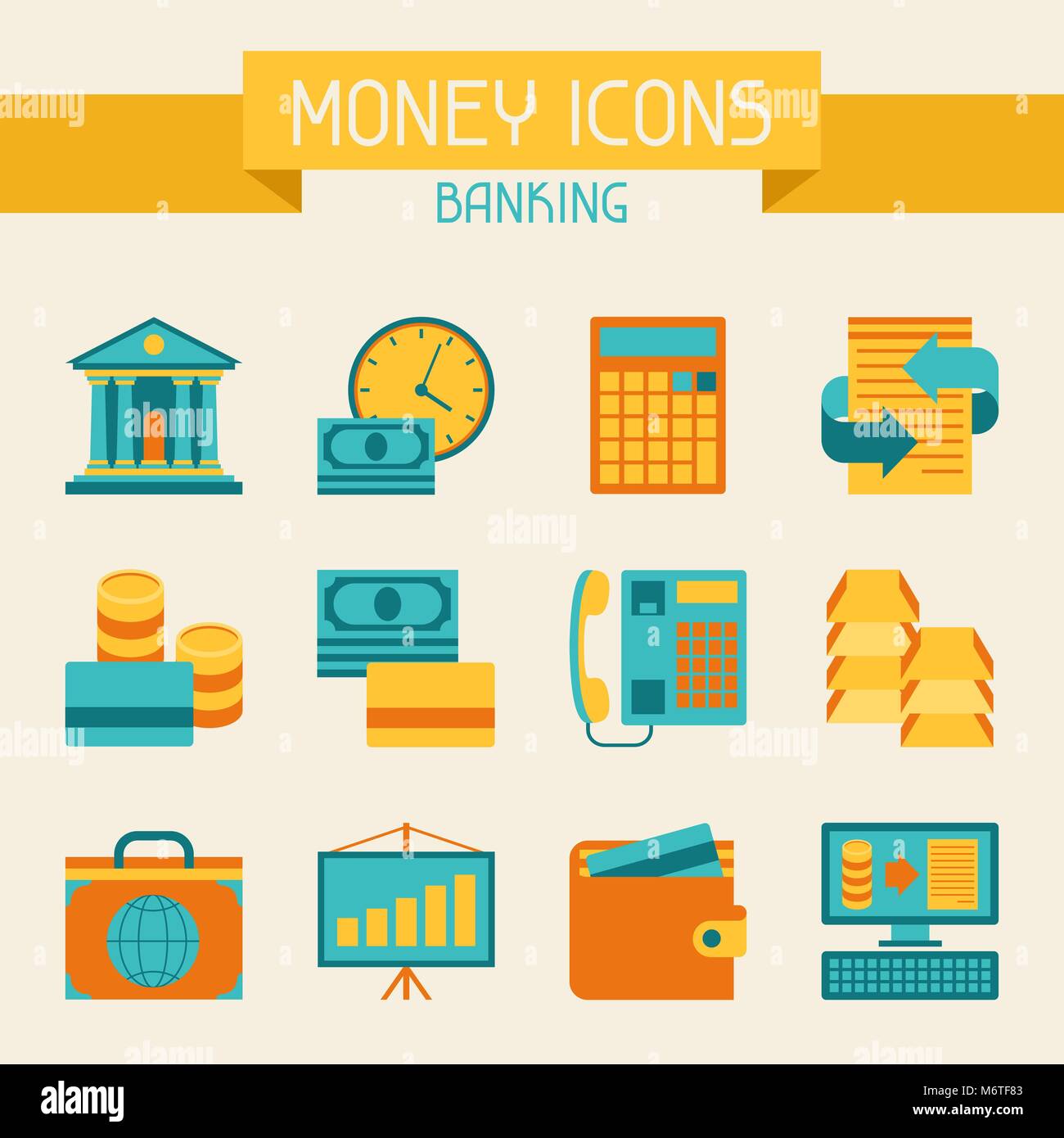 Set of money and banking icons Stock Vector Image & Art - Alamy