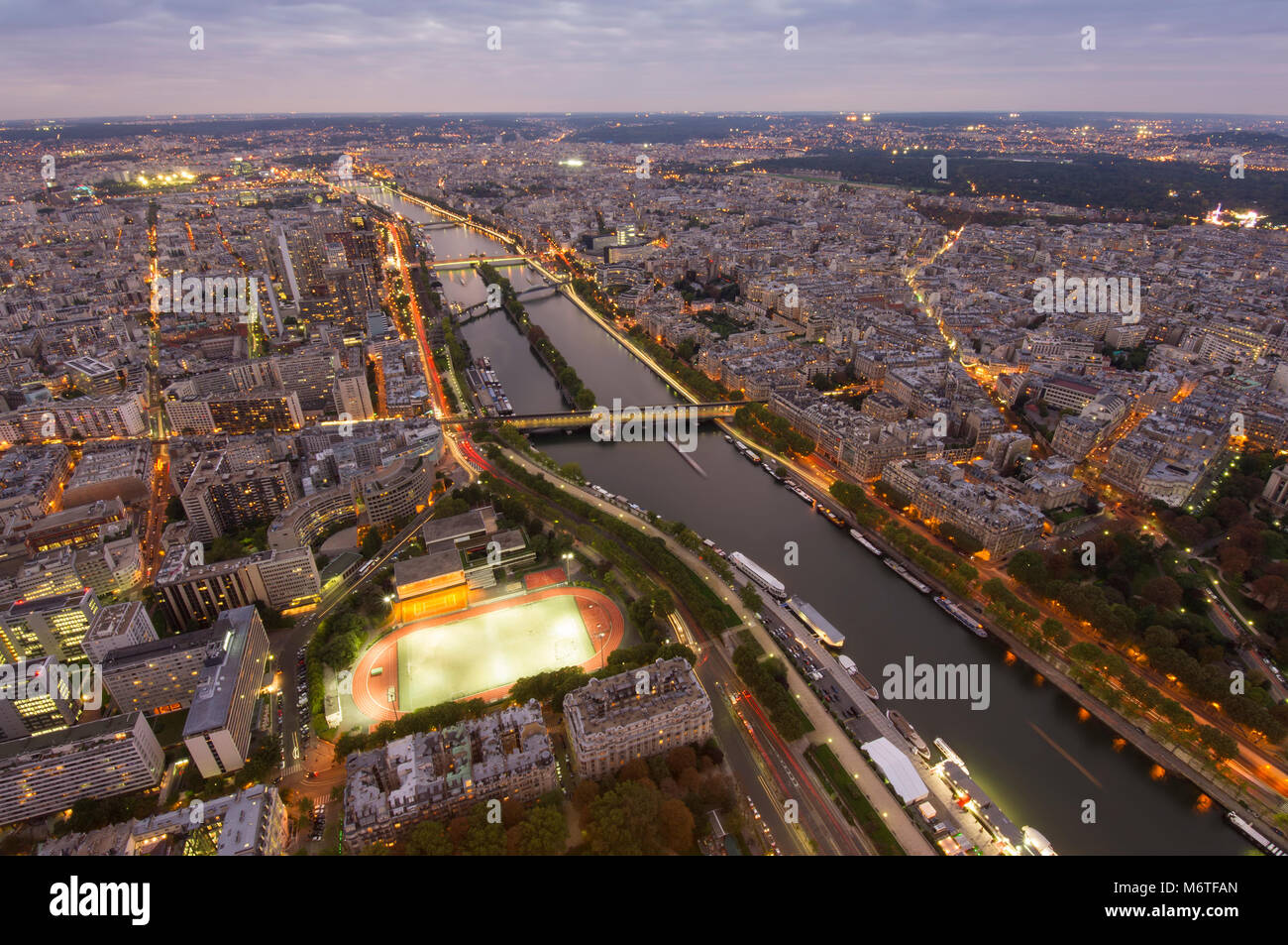 wide view of Paris city at evening Stock Photo - Alamy