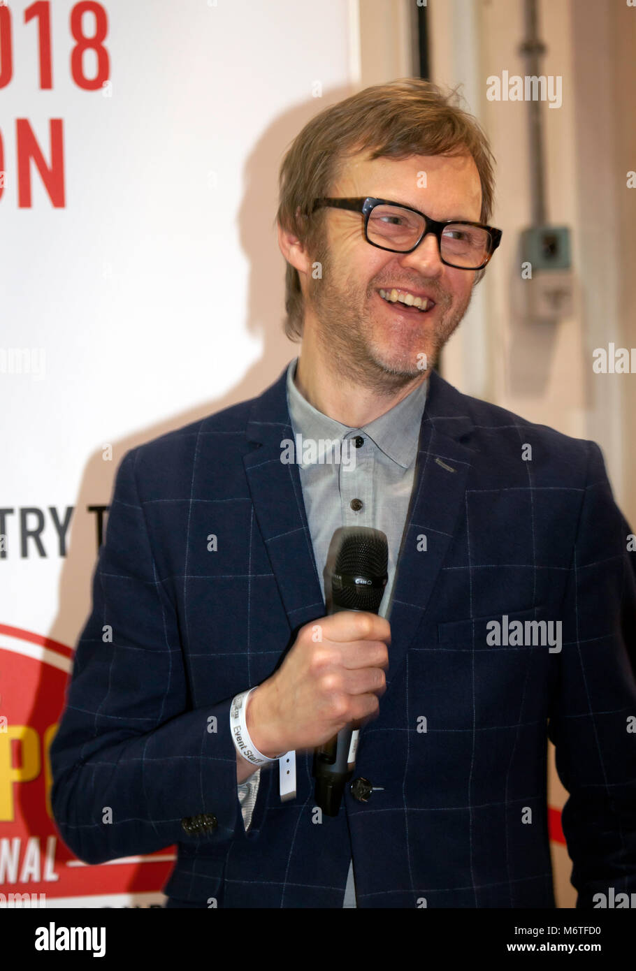 Alex Riley addressing the public, before the official opening of the ...