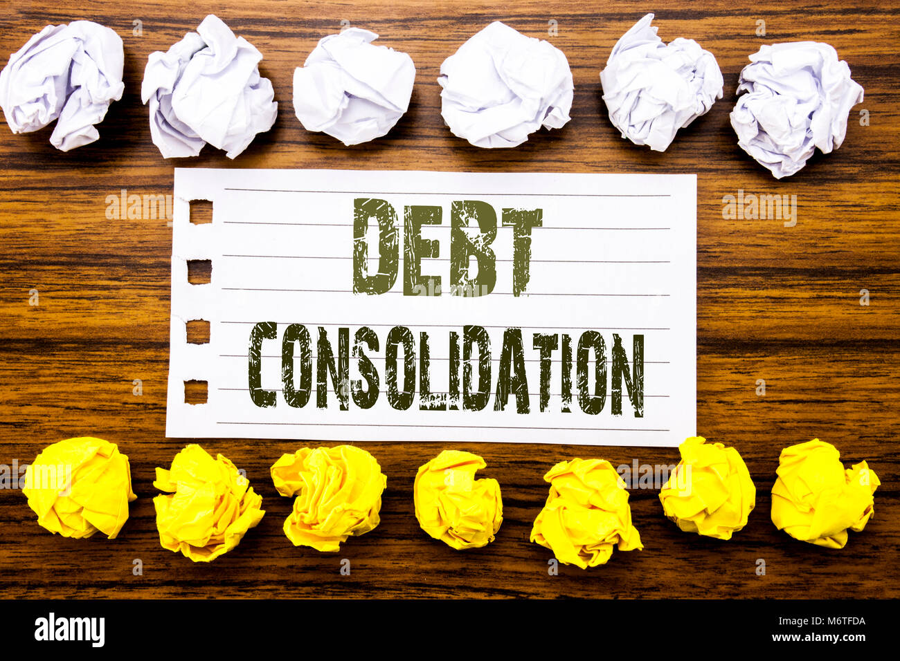 Handwritten text showing Debt Consolidation. Business concept for Money ...