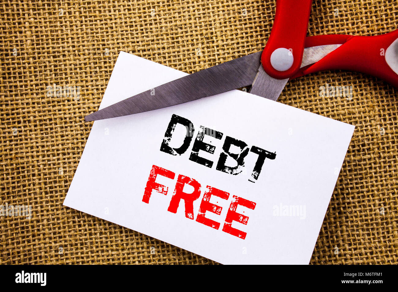 Handwriting text showing Debt Free. Conceptual photo Credit Money ...