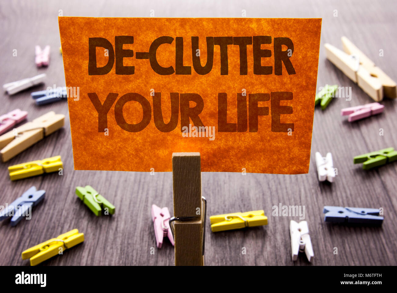 Handwritten text sign showing De-Clutter Your Life. Business concept ...
