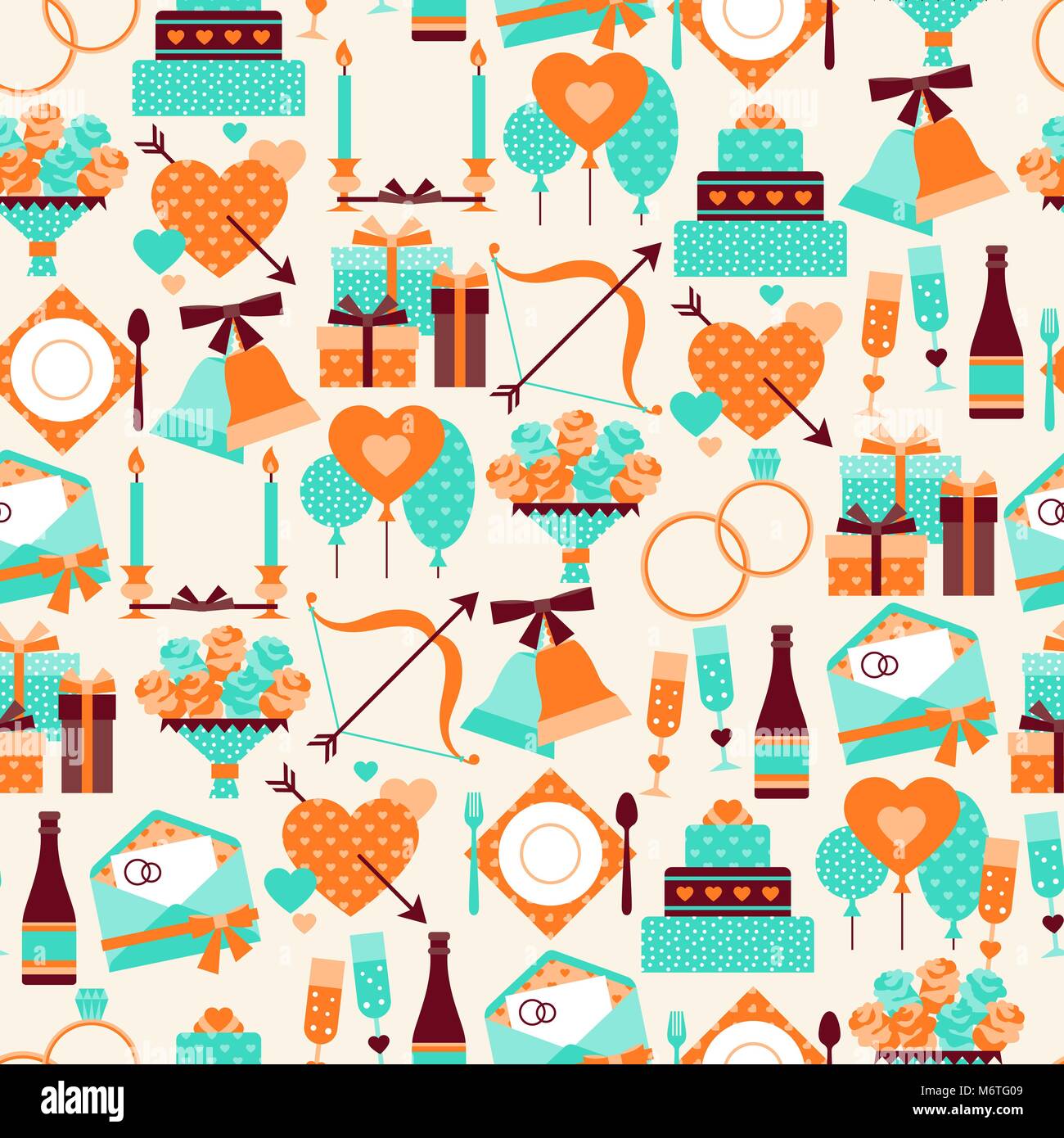 Seamless wedding pattern in retro style Stock Vector Image & Art - Alamy