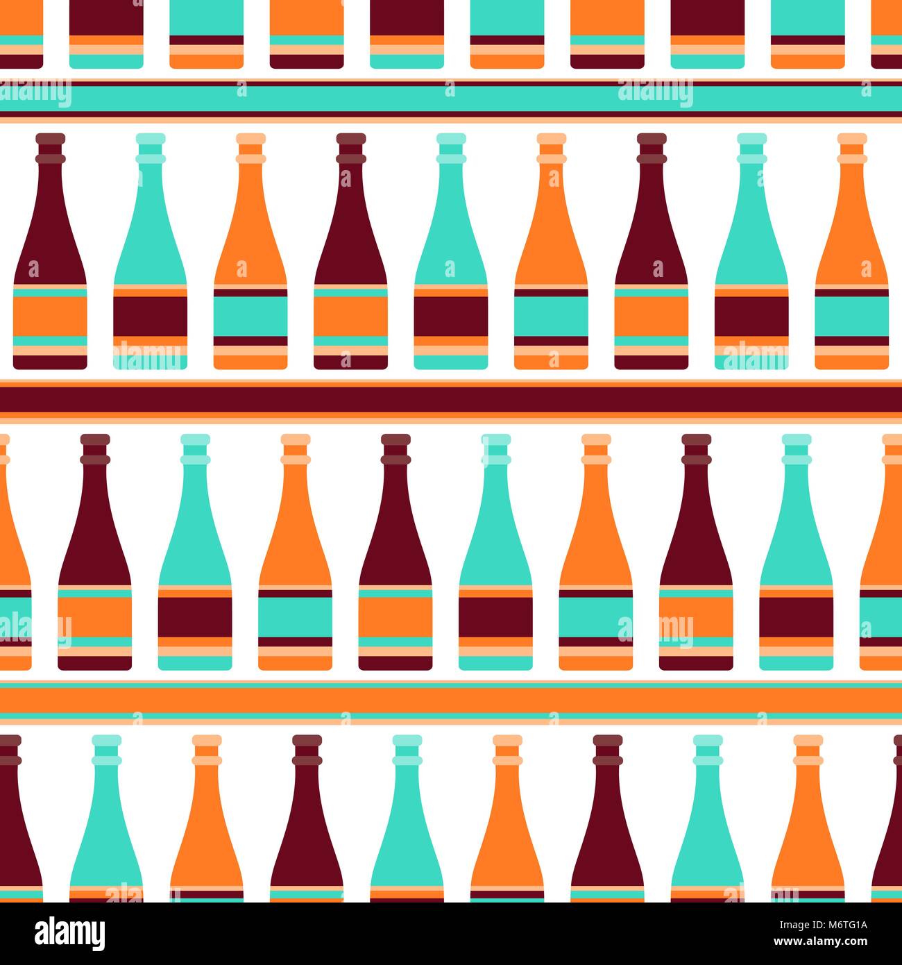 Seamless pattern with bottles of champagne in retro style Stock Vector ...
