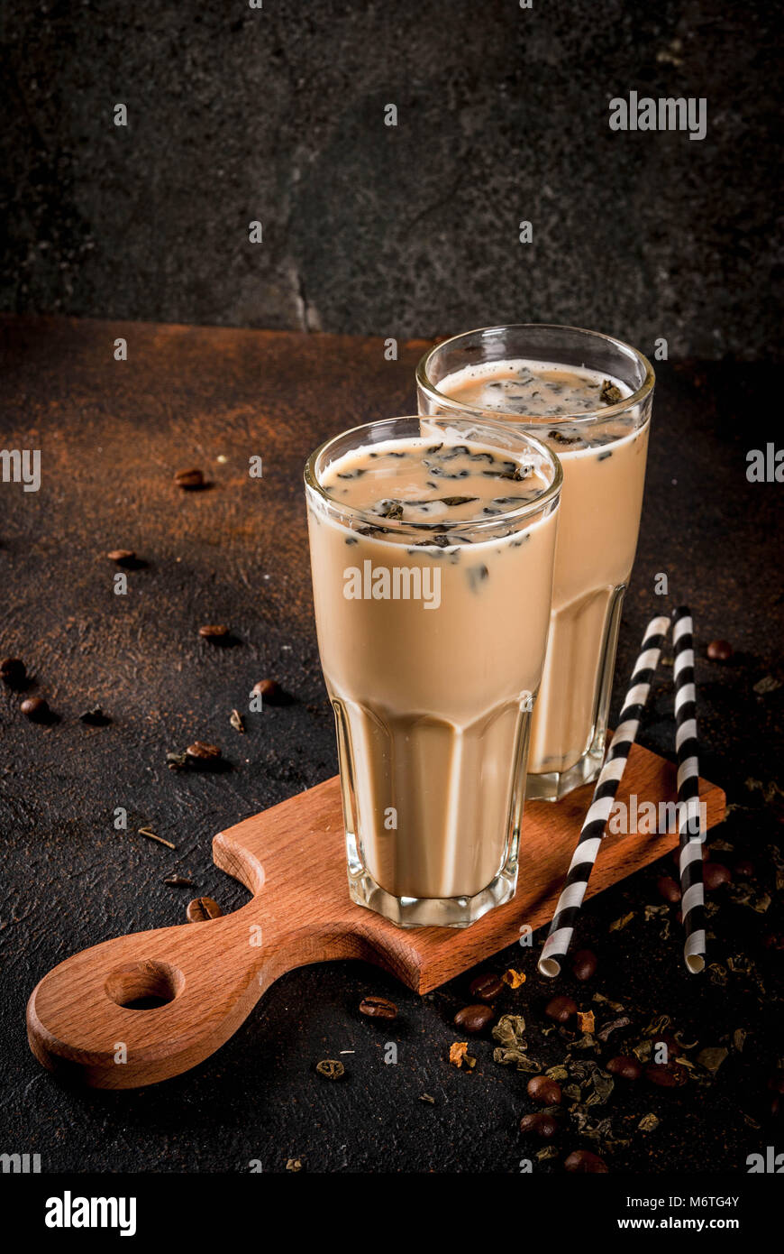 Asian, Malaysian traditional drink Yuenyeung from tea, coffee, milk ...