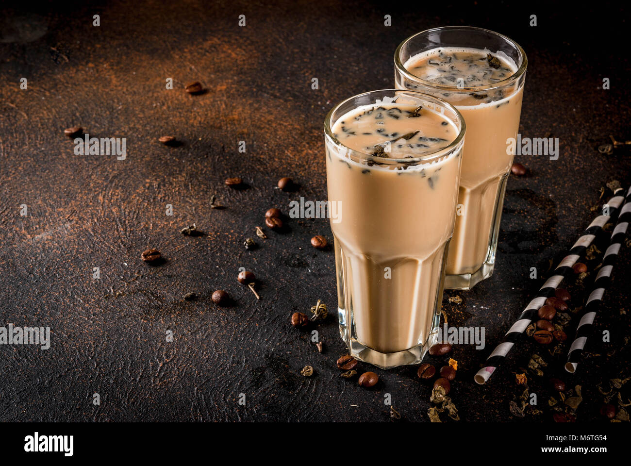 Asian, Malaysian traditional drink Yuenyeung from tea, coffee, milk ...