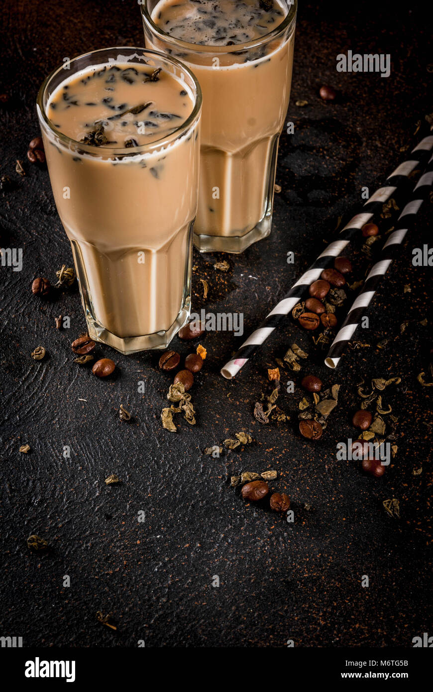 Asian, Malaysian traditional drink Yuenyeung from tea, coffee, milk ...