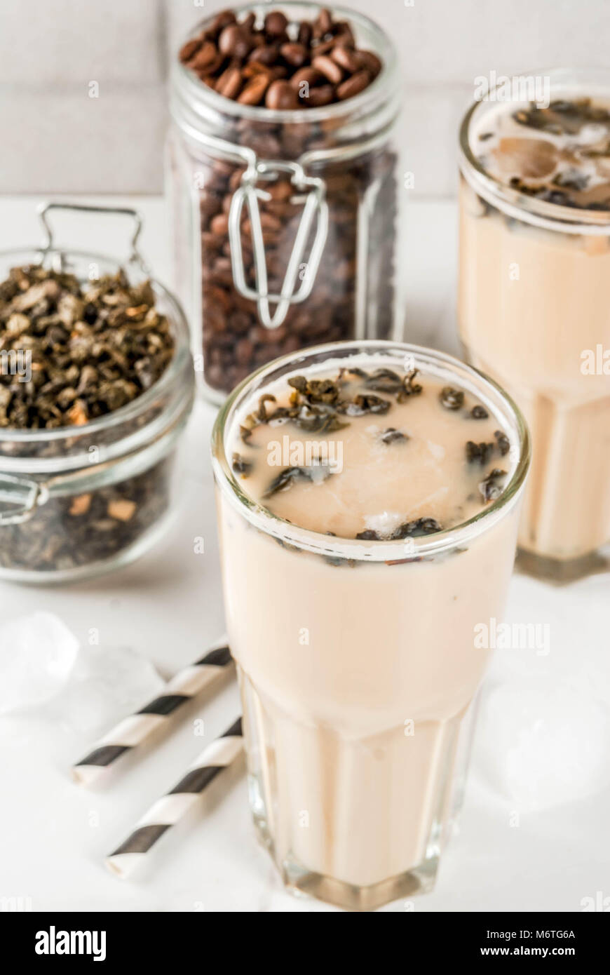 Asian, Malaysian traditional drink Yuenyeung from tea, coffee, milk ...