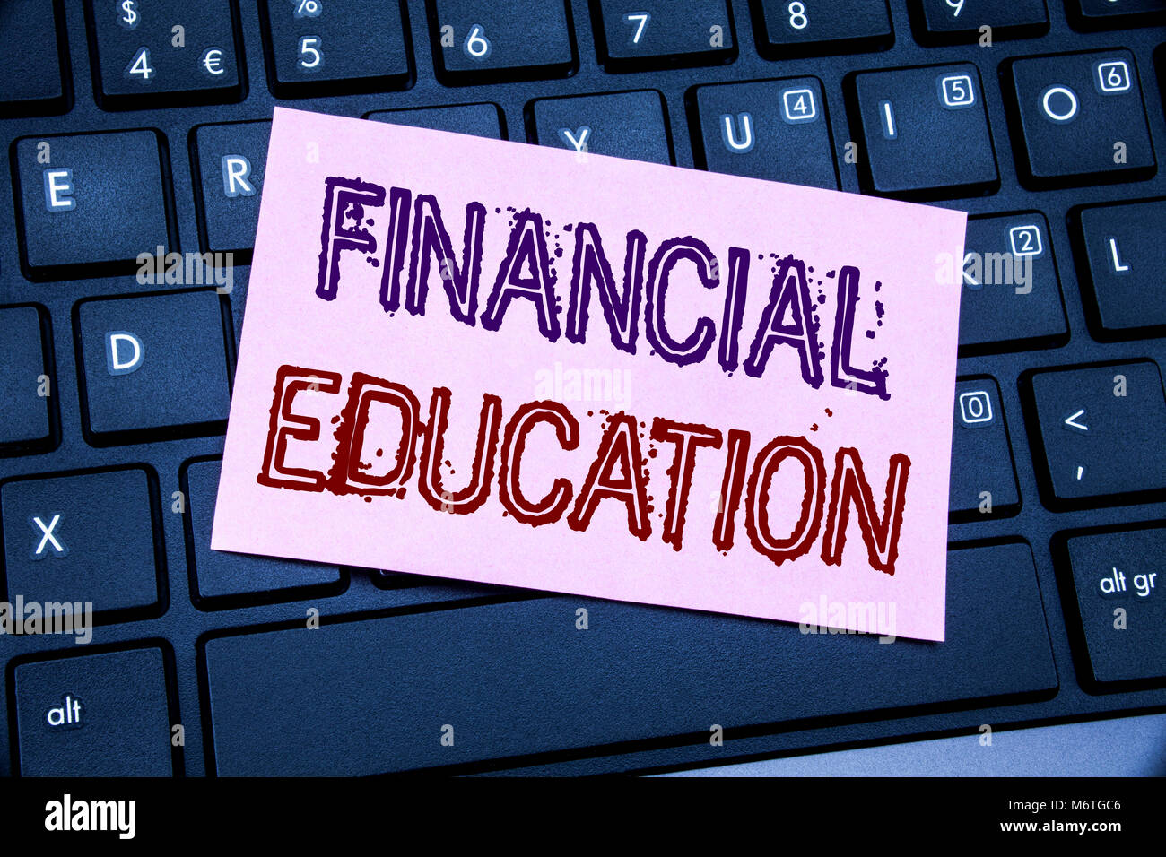 Handwriting Announcement text showing Financial Education. Business ...