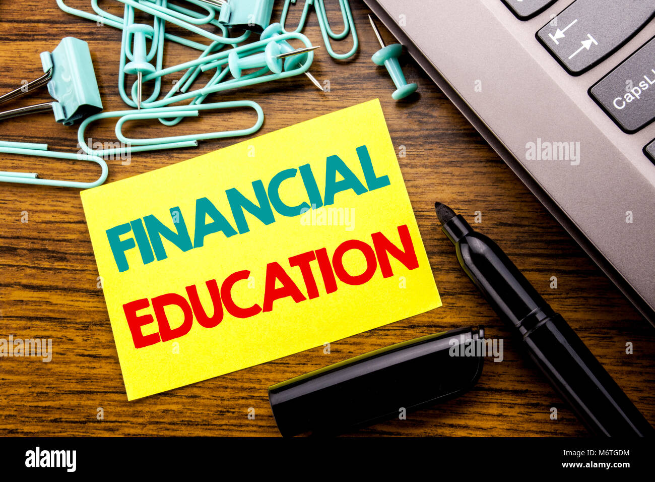 Handwriting Announcement text showing Financial Education. Business ...