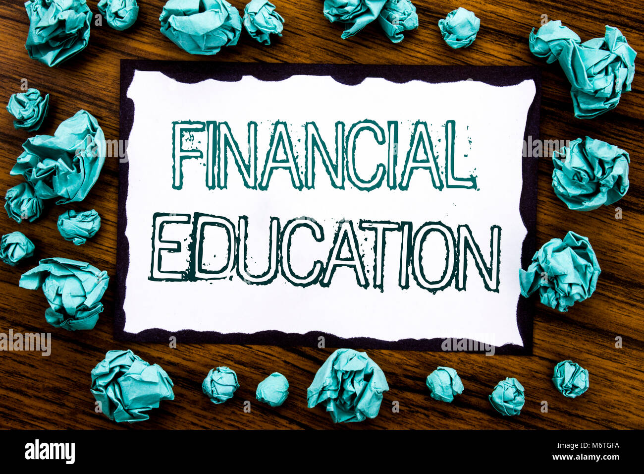 Handwriting Announcement text showing Financial Education. Business ...