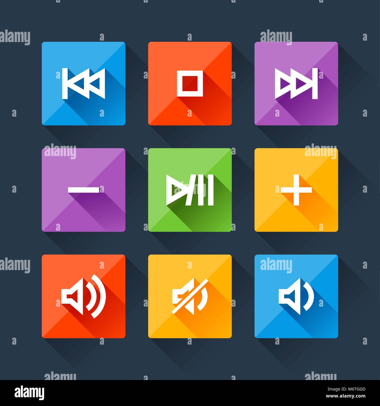Set of media player buttons in flat design style Stock Vector Image ...