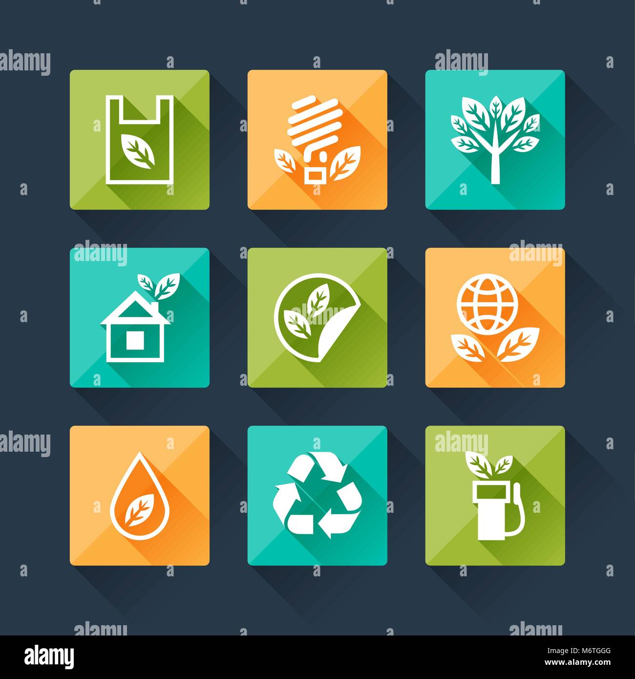 Set of eco icons in flat design style Stock Vector Image & Art - Alamy