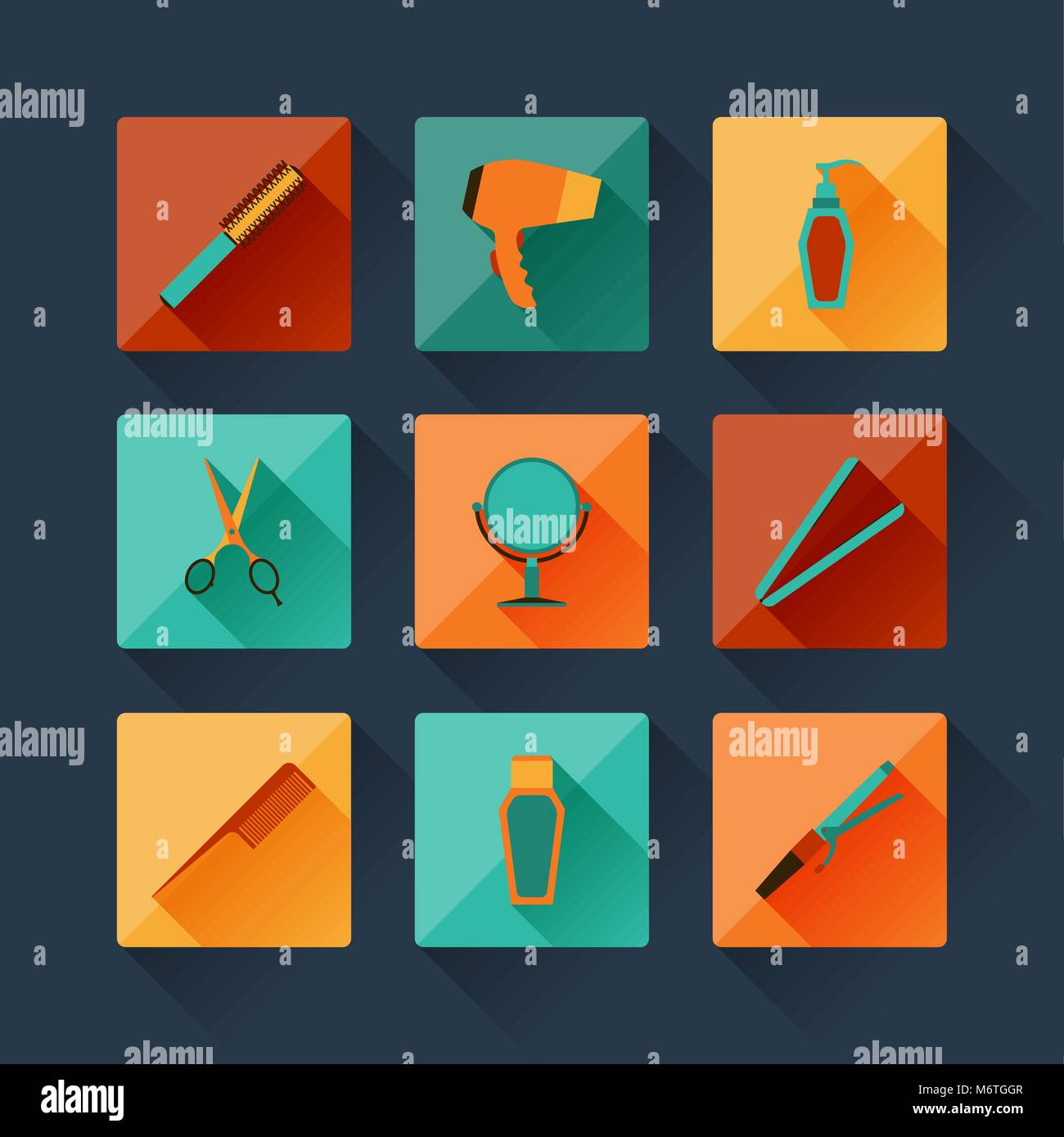 Set of hairdressing icons in flat design style Stock Vector Image & Art ...