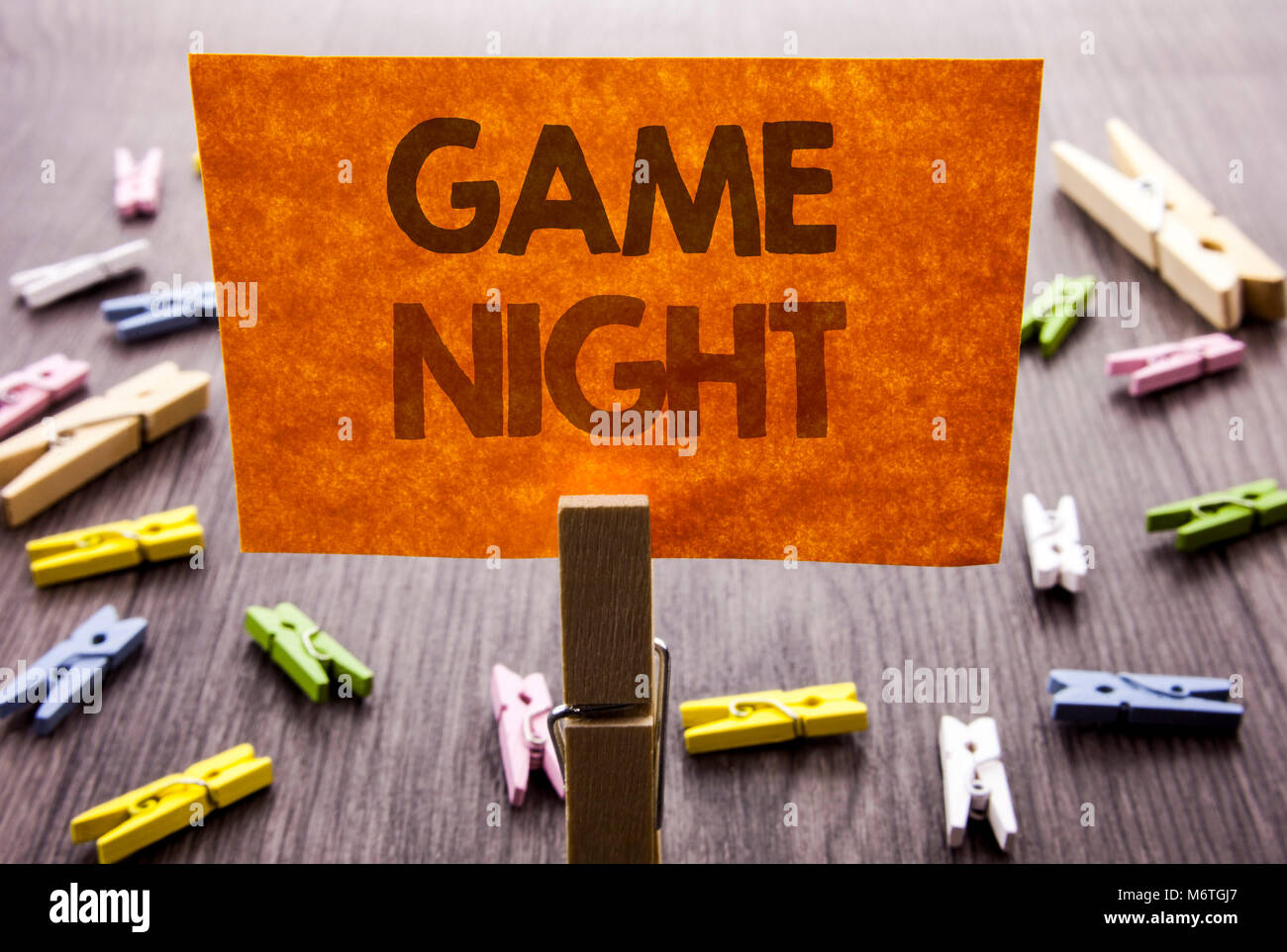 Handwritten text sign showing Game Night. Business concept for ...