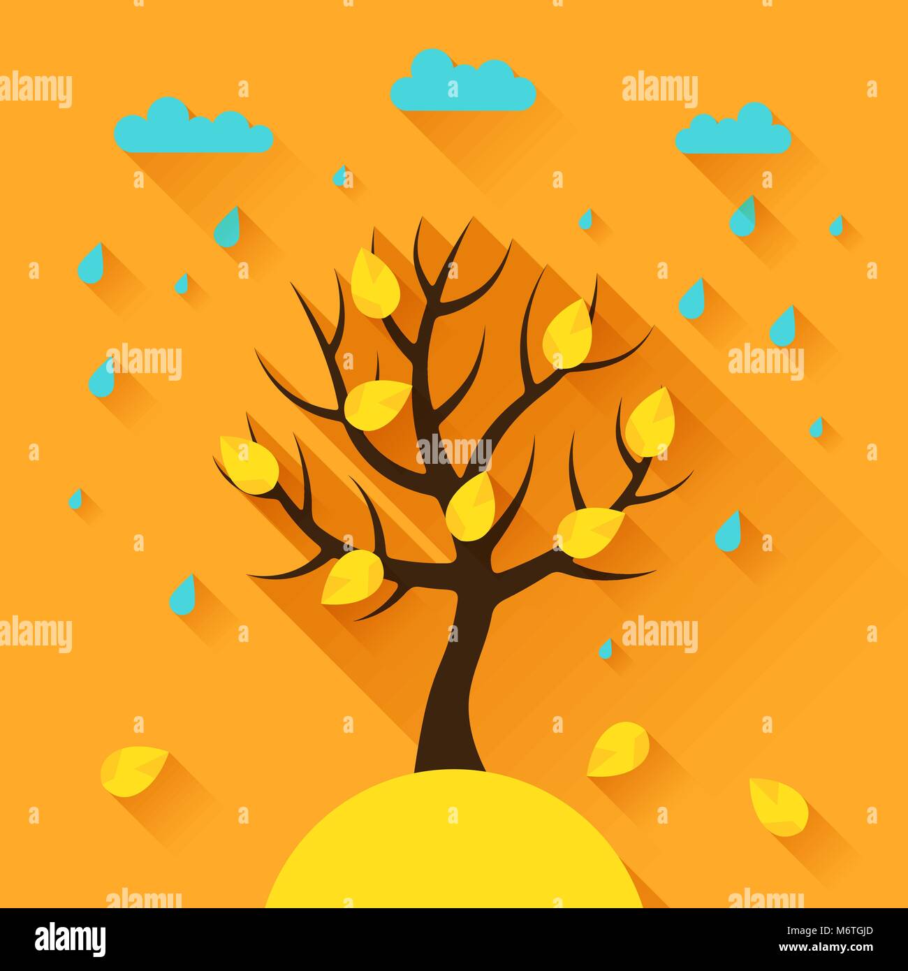 Background With Autumn Tree In Flat Design Style Stock Vector Image And Art Alamy