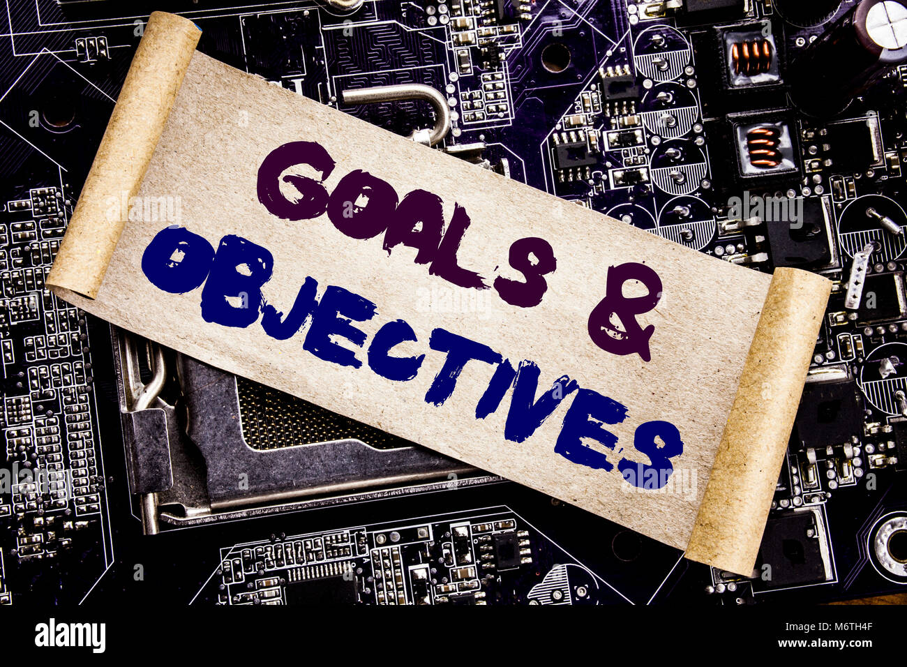 Hand writing text caption inspiration showing Goals Objectives ...