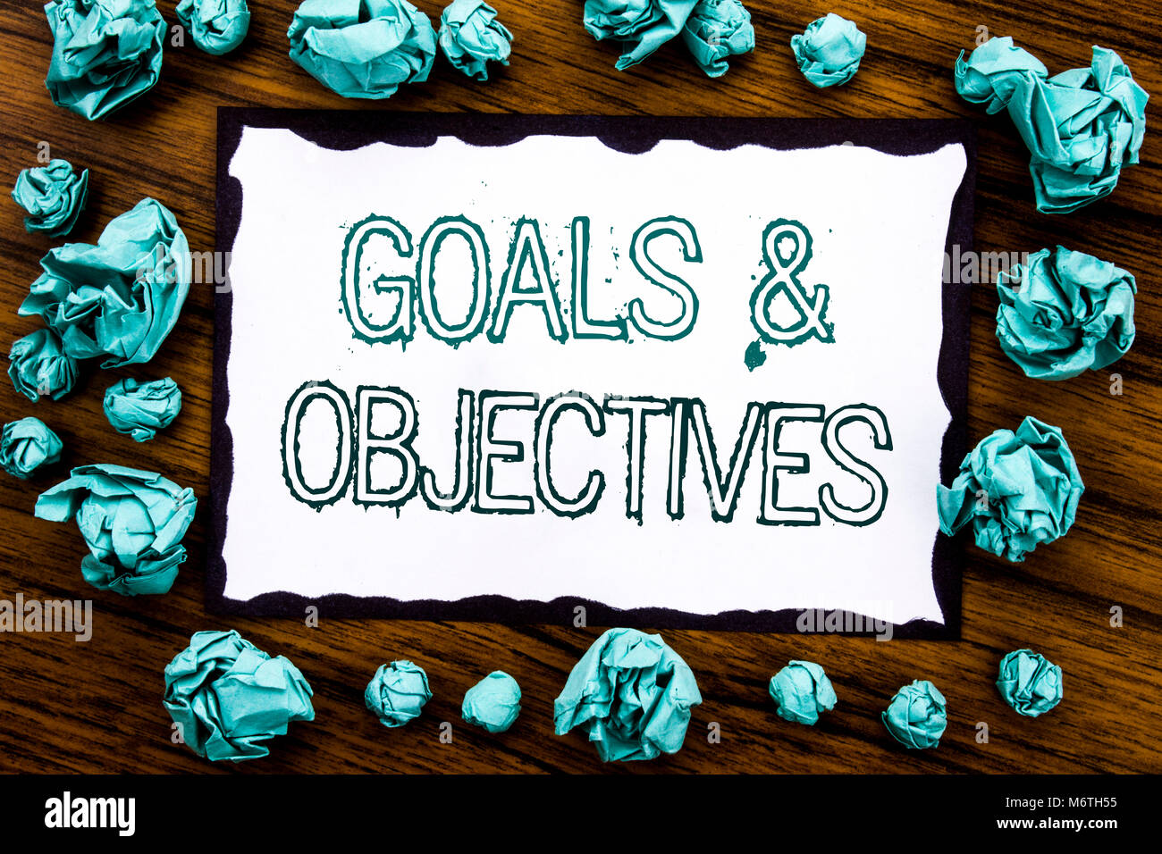 Handwriting Announcement text showing Goals Objectives. Business ...