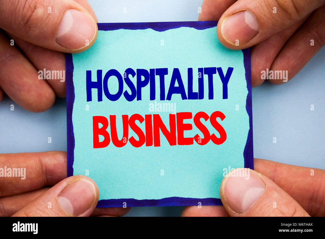 Handwriting Announcement text showing Hospitality Business. Business ...