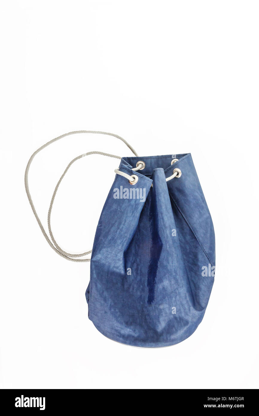 backpack pulling on rope isolated on white background Stock Photo - Alamy