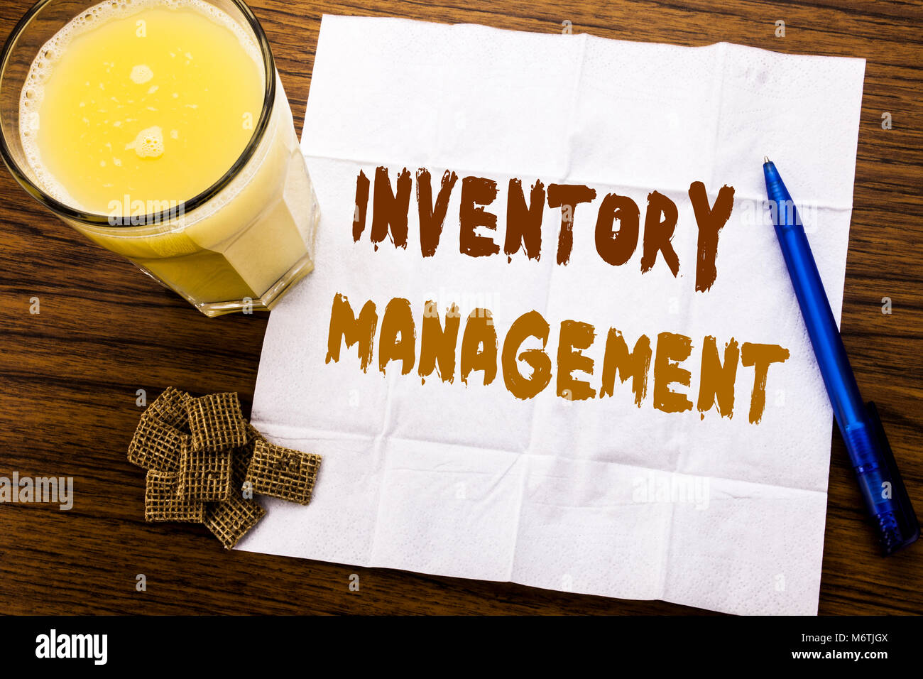 Handwriting Announcement text showing Inventory Management. Business ...