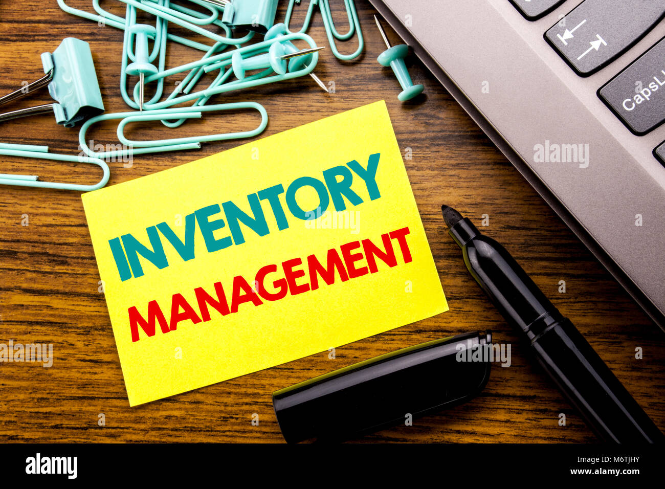 Handwriting Announcement text showing Inventory Management. Business ...