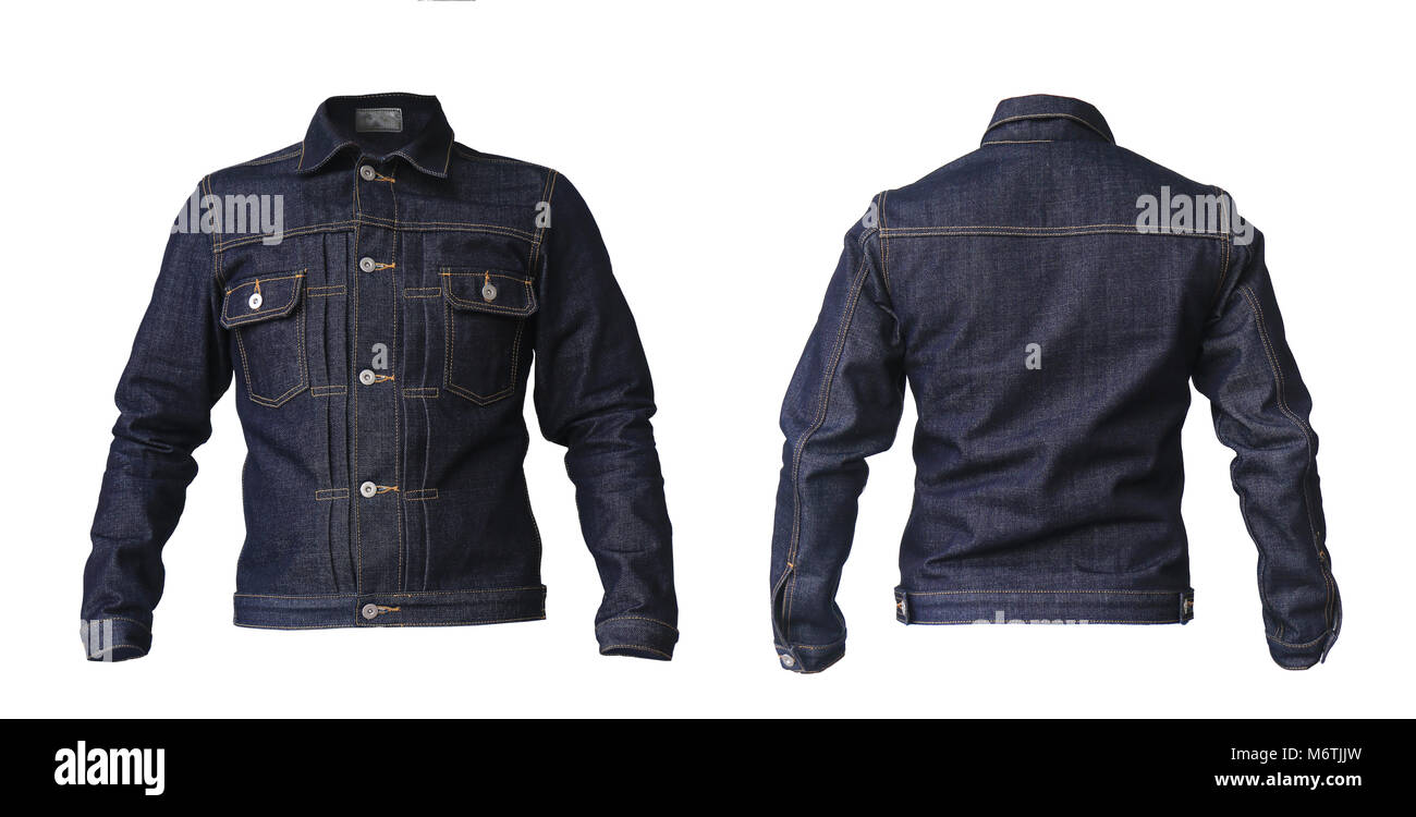 Close up jeans denim jacket isolated on white background Stock Photo ...
