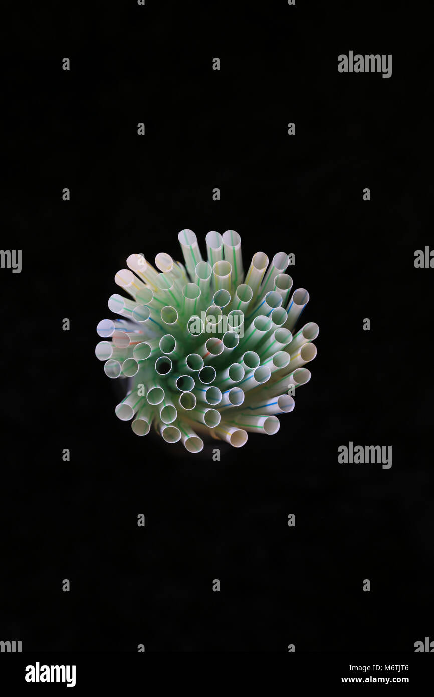 Non- biodegradable plastic drinking straws Stock Photo - Alamy