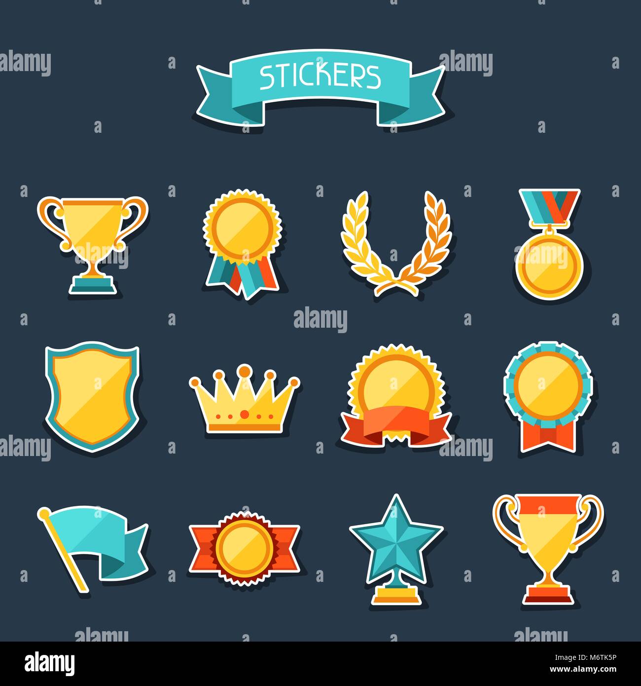 Trophy and awards stickers set Stock Vector Image & Art - Alamy