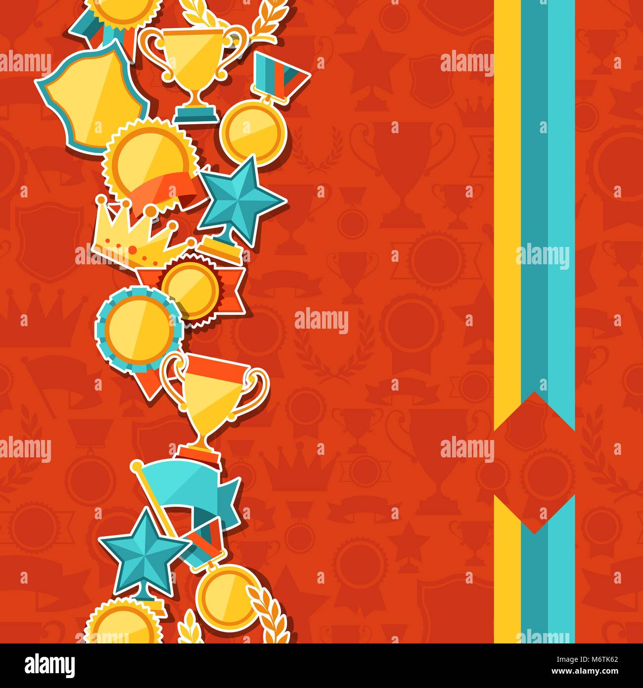 Seamless pattern with trophy and awards stickers Stock Vector Image ...