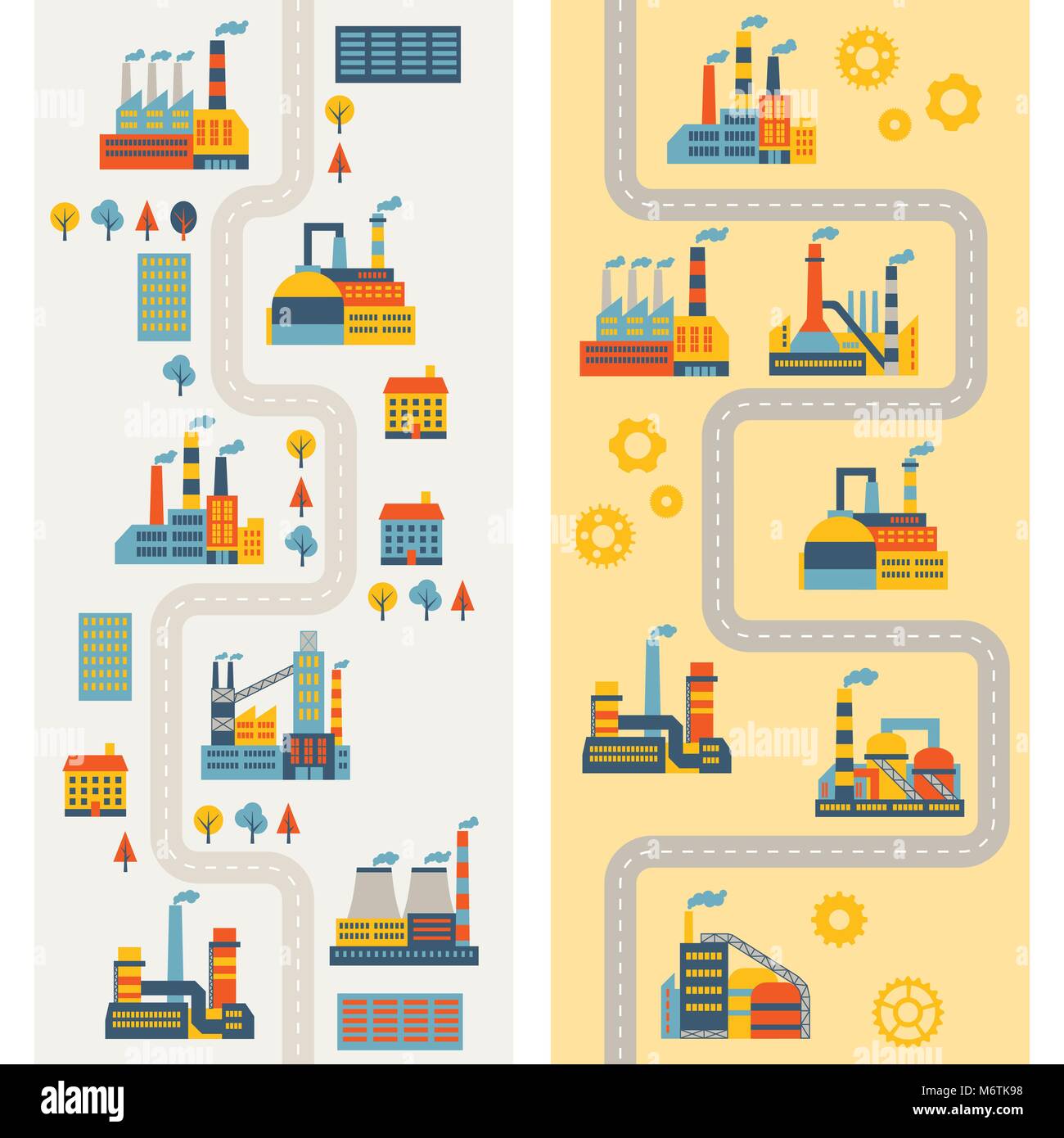 Industrial factory buildings vertical banners Stock Vector Image & Art ...