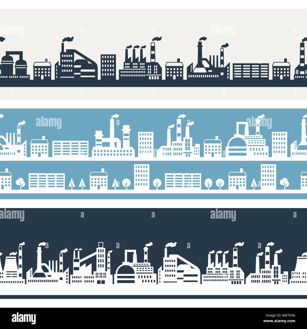 Industrial factory buildings horizontal banners Stock Vector Image ...