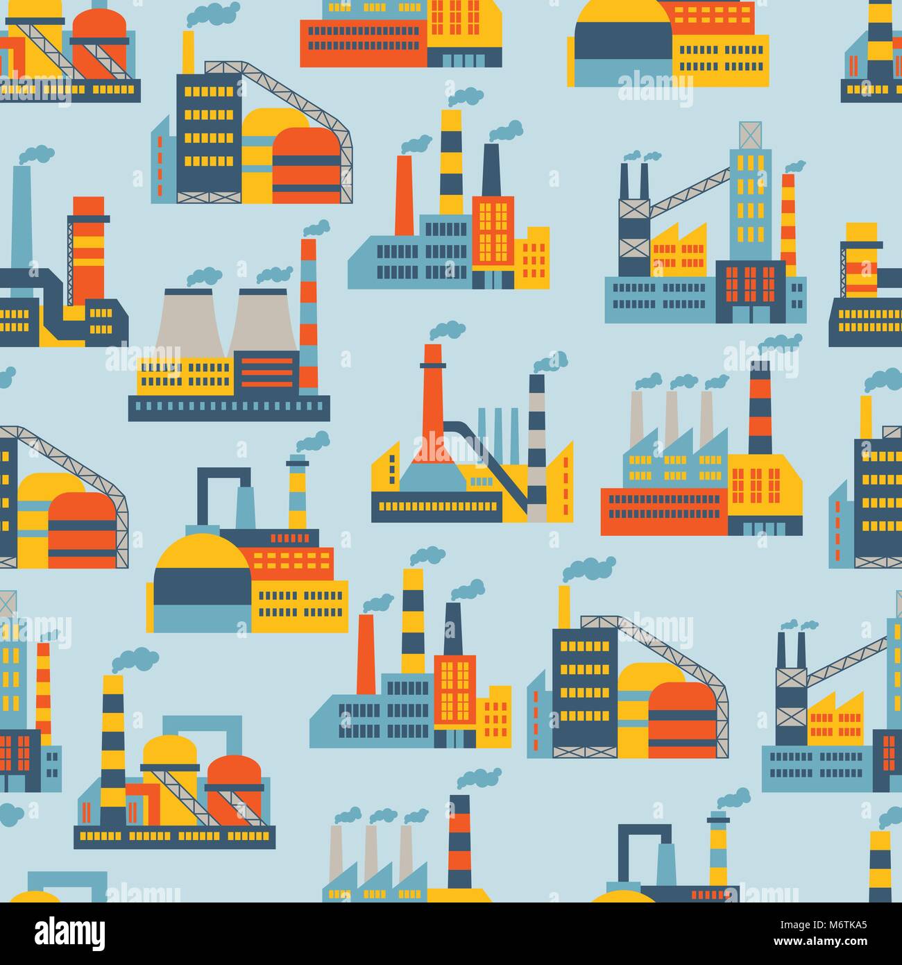 Industrial factory buildings seamless pattern Stock Vector Image & Art ...