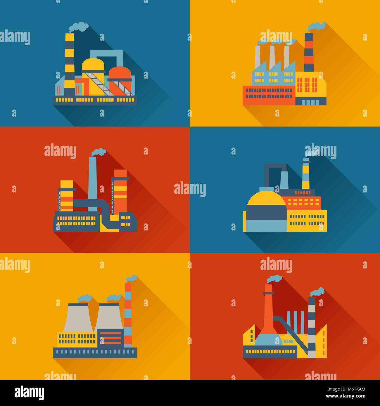 Industrial factory buildings in flat design style Stock Vector Image ...