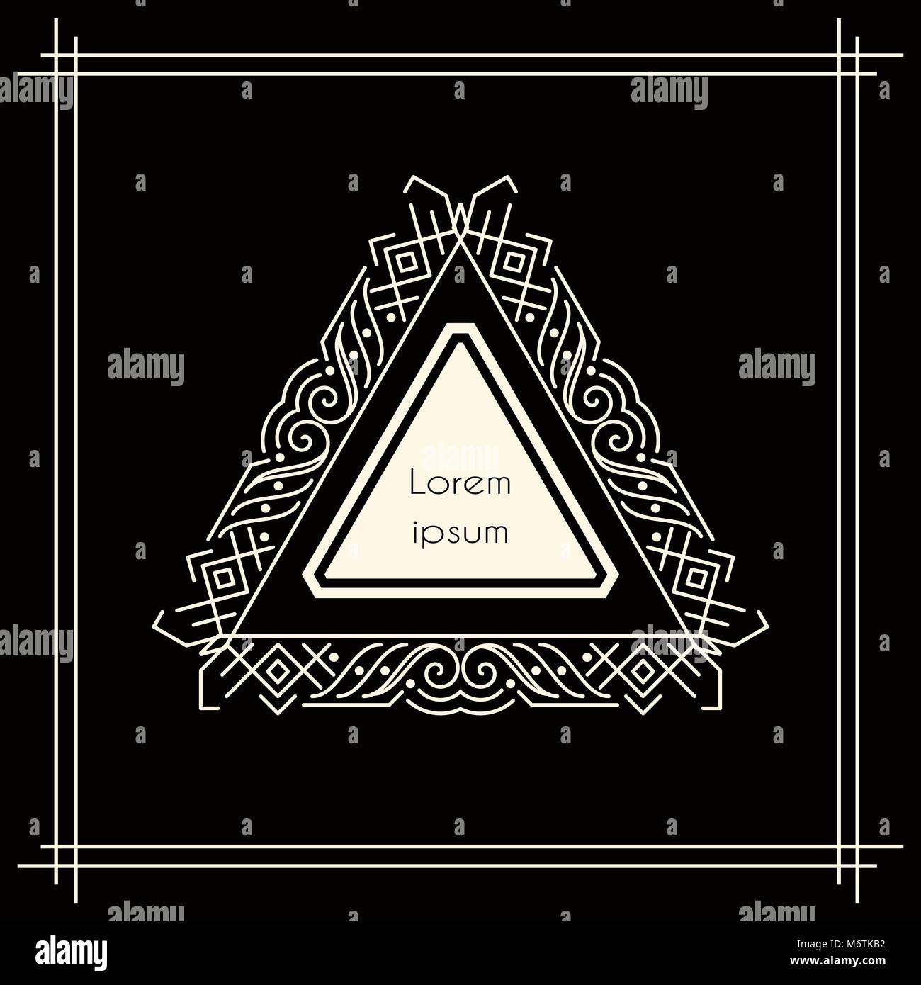 Vintage triangular geometric frame on black background Stock Vector ...