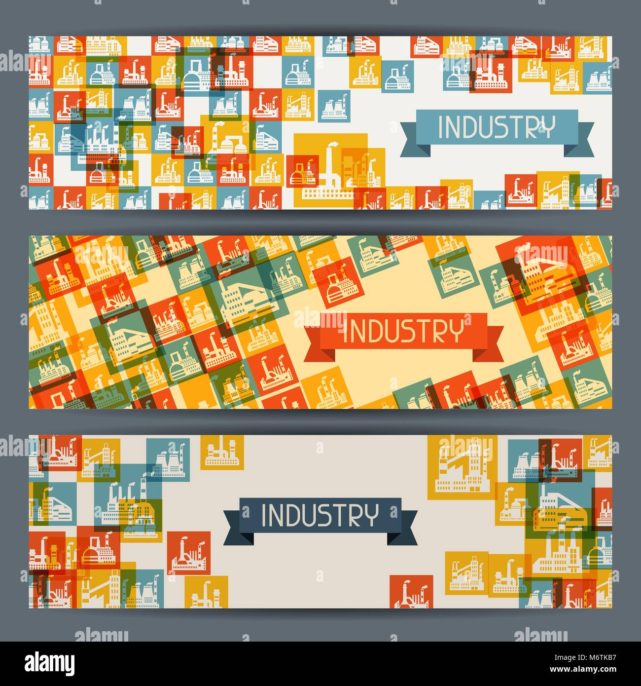 Industrial factory buildings horizontal banners Stock Vector Image ...