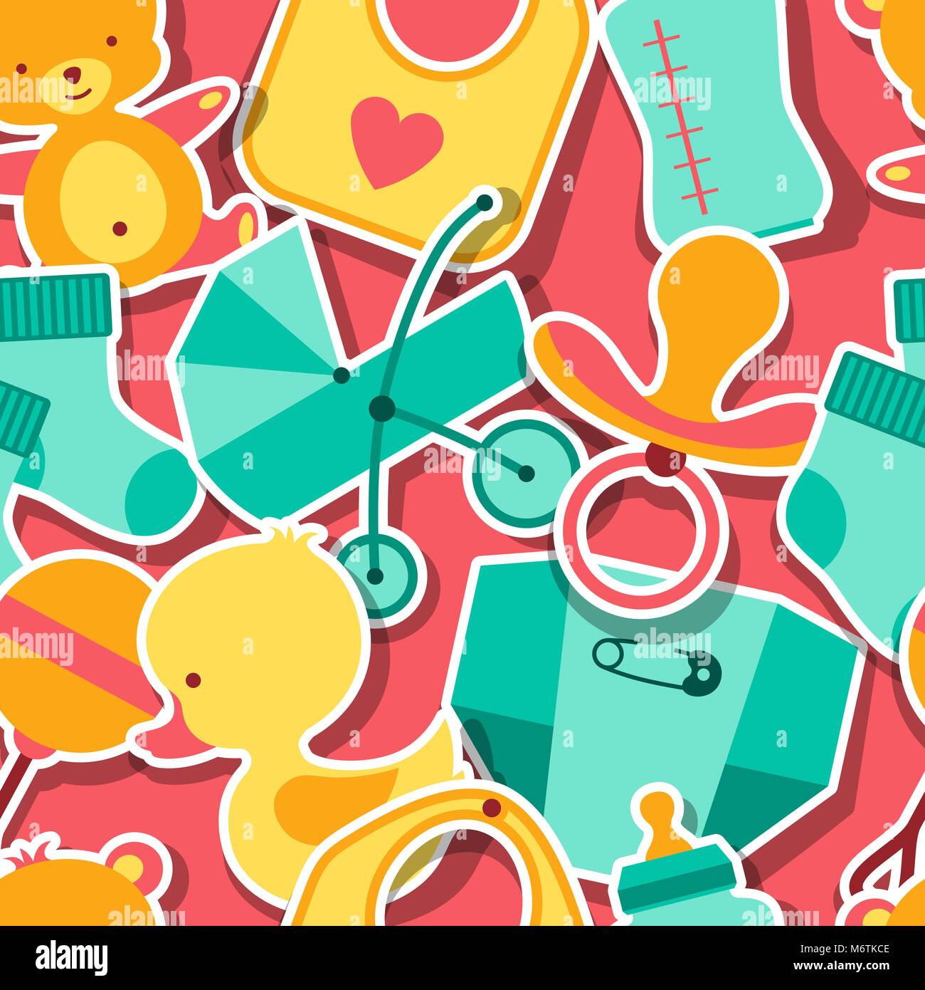 Seamless pattern with newborn baby stickers Stock Vector Image & Art ...