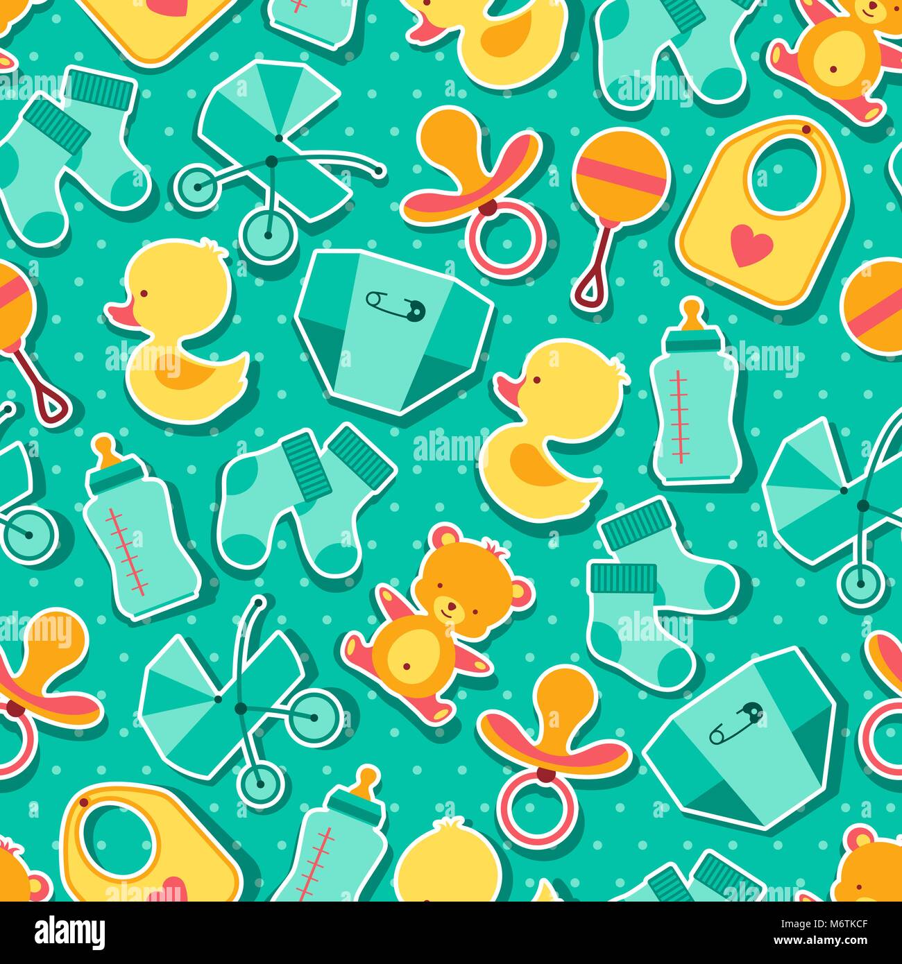 Seamless pattern with newborn baby stickers Stock Vector Image & Art ...