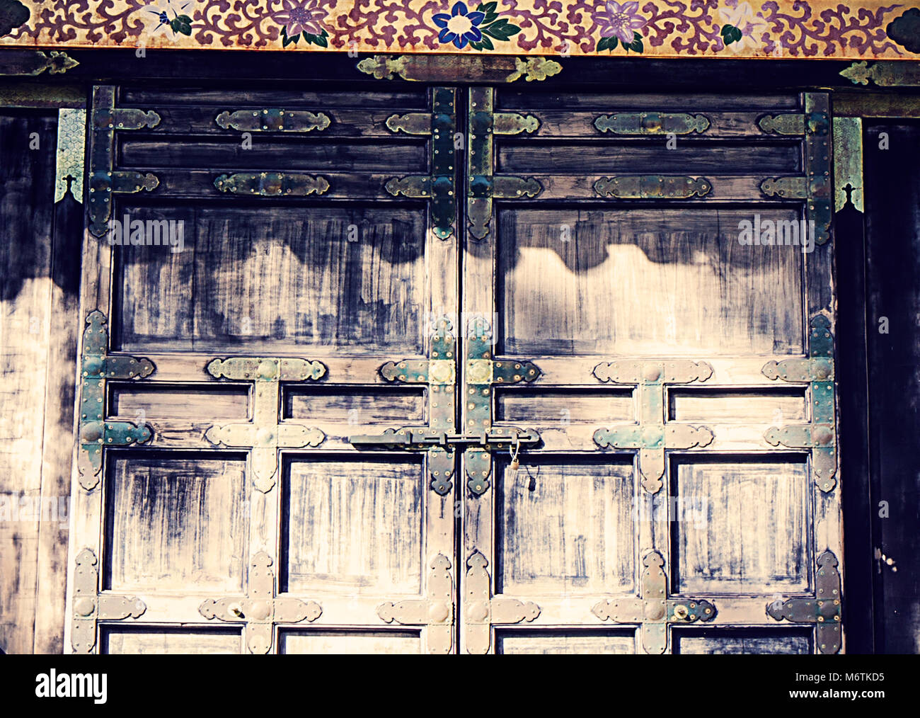 rustic door of a japanese temple-japan Stock Photo - Alamy