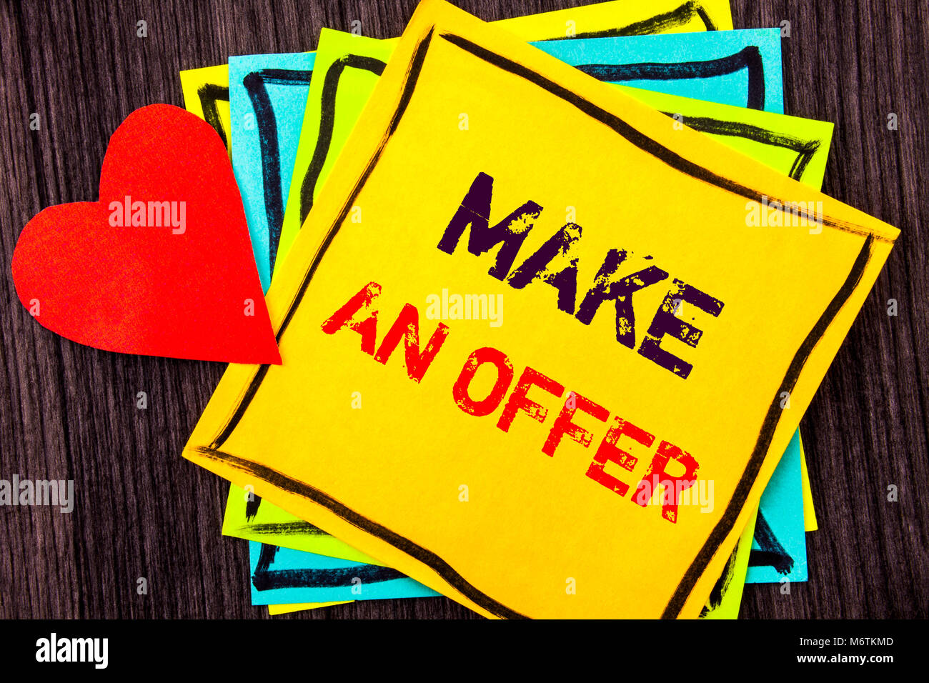 Writing text showing Make An Offer. Concept meaning Settlement ...
