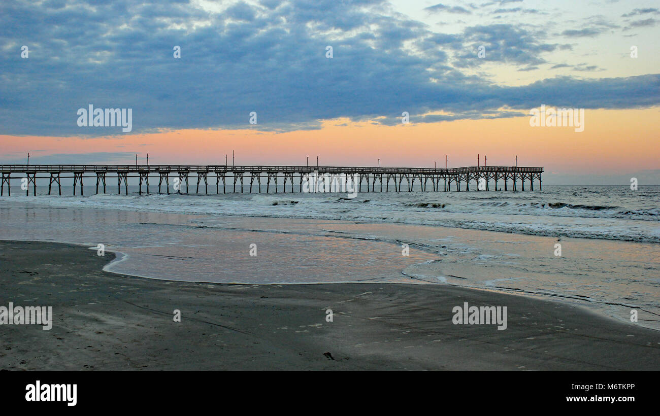 Sunset Beach Fishing Pier at Sunset Stock Photo - Alamy
