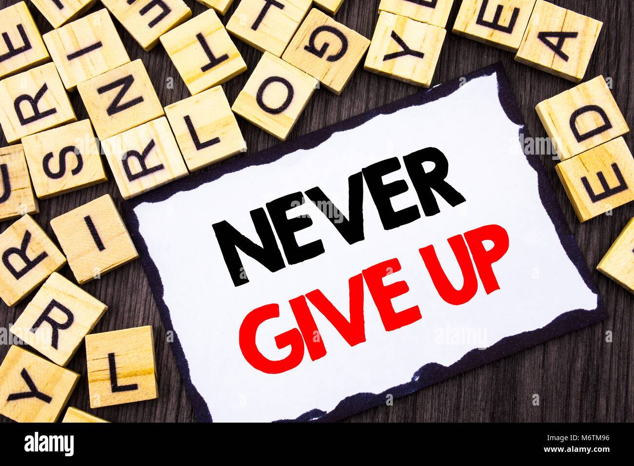 Word, writing, text Never Give Up. Business concept for Motivation ...